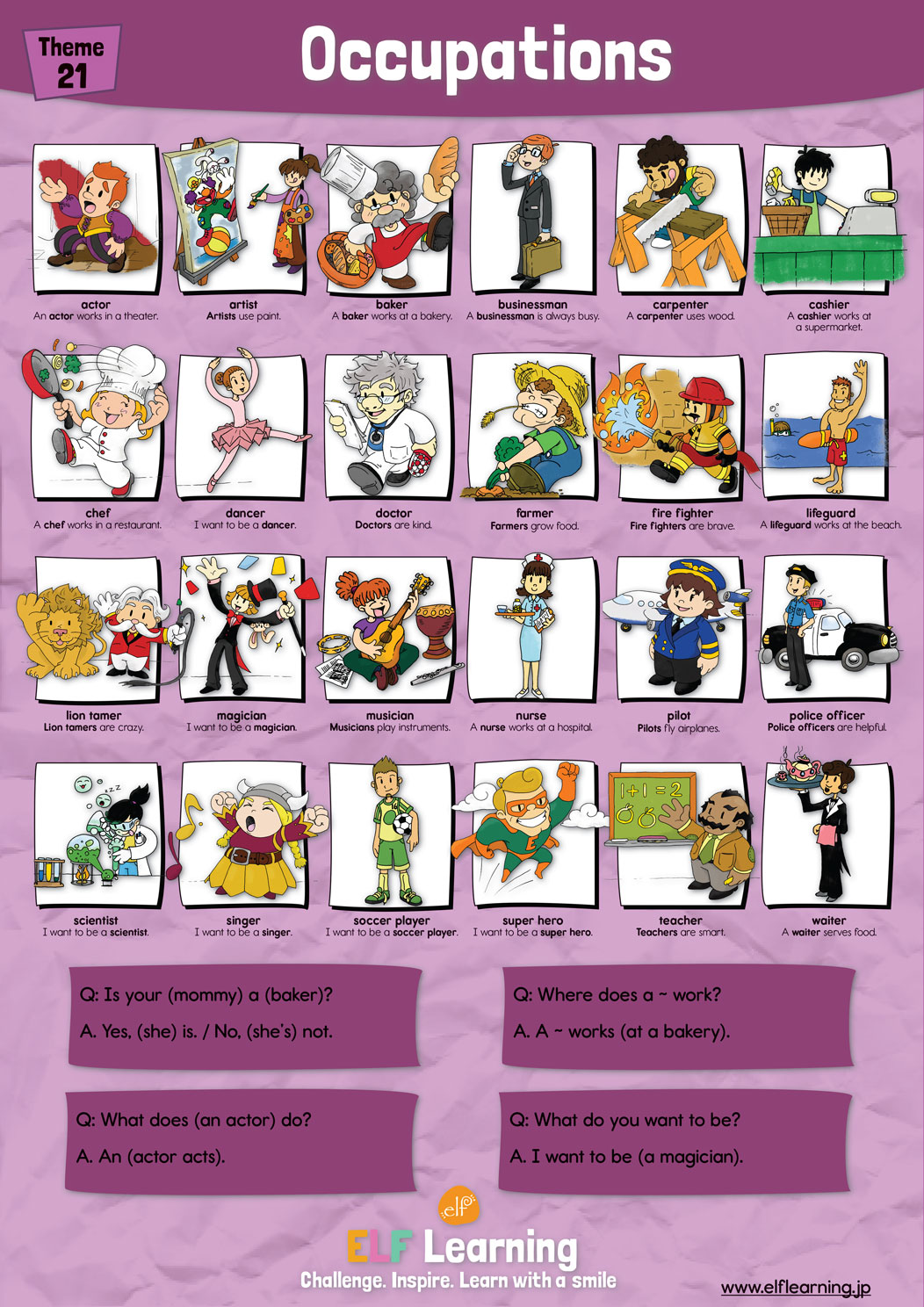 21 Occupations And Jobs Poster ELF Learning 21 Occupations And Jobs Poster ELF Learning