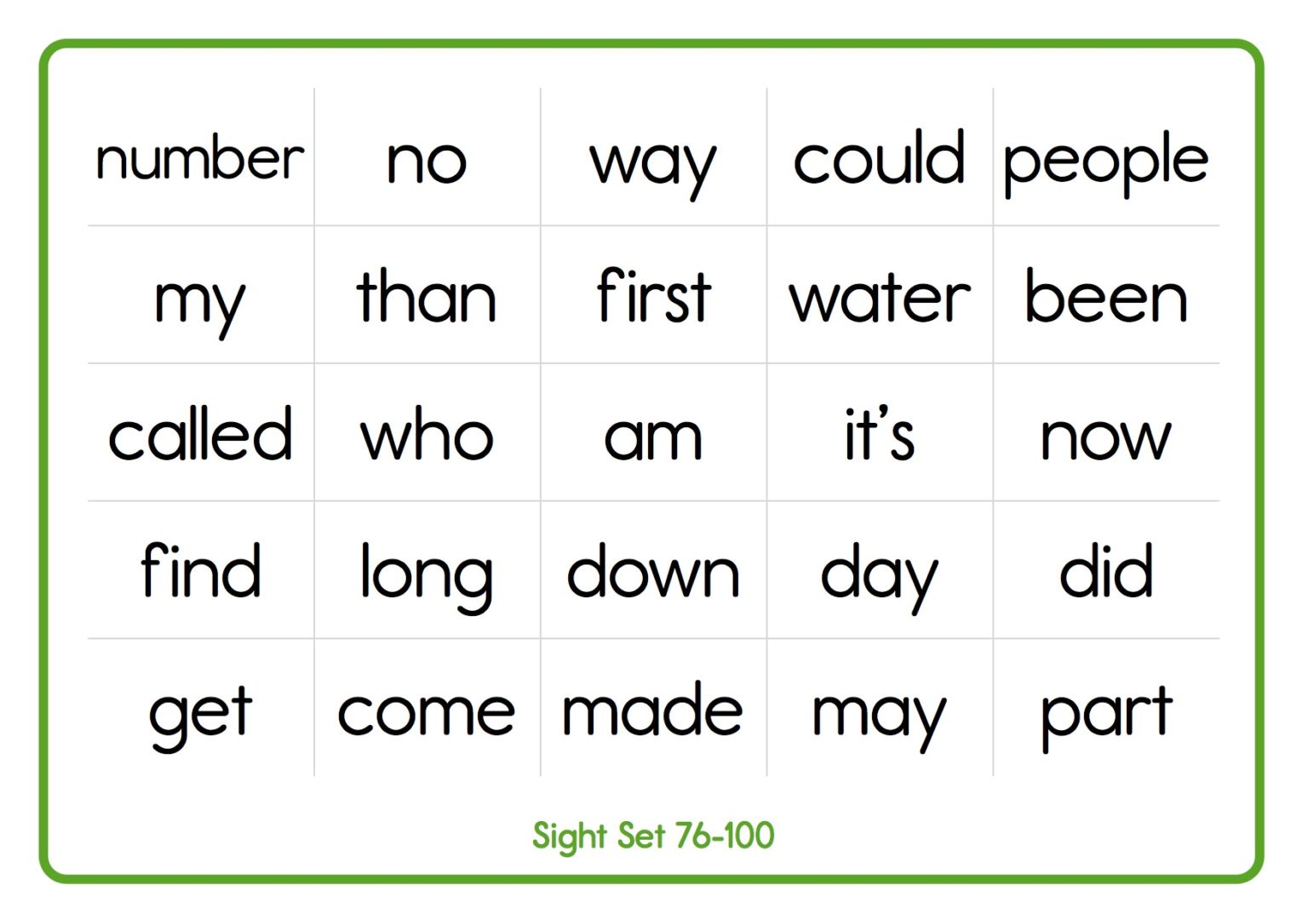 Sight Words 4 - 76~100 - ELF Learning